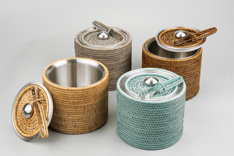 Exhibitors Products Ambiente TK Interiors Company Limited Rattan Table Top Item Rattan Stainless Steel Ice Bucket